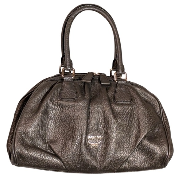 MCM | Bags | Mcm Grey Metallic Leather Satchel | Poshmark